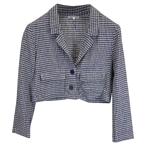 Reformation | Tops | Reformation Elton Gingham Cropped Blazer In Blue ...